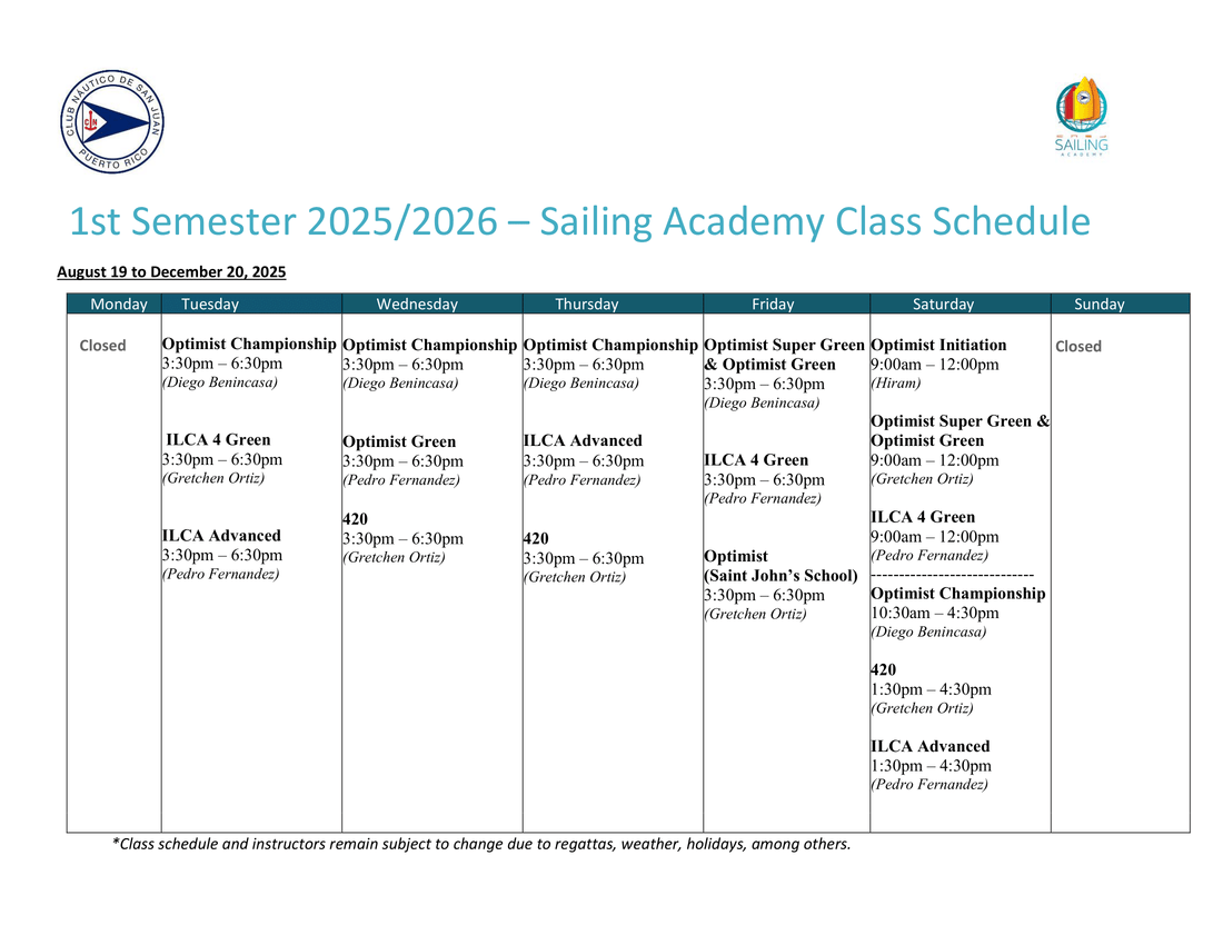 calendario – CNSJ SAILING